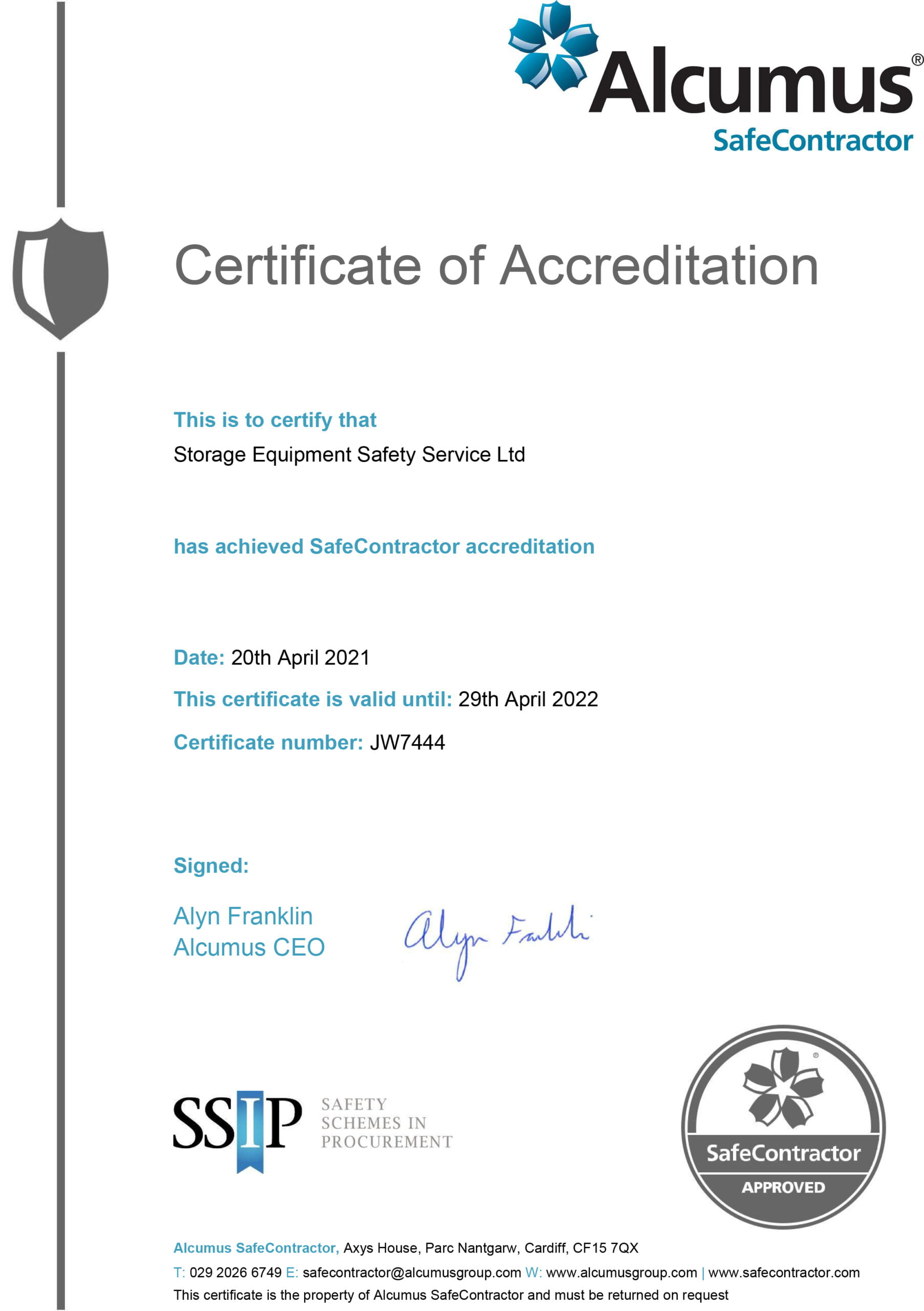 Accreditation - Storage Equipment Safety Service Ltd